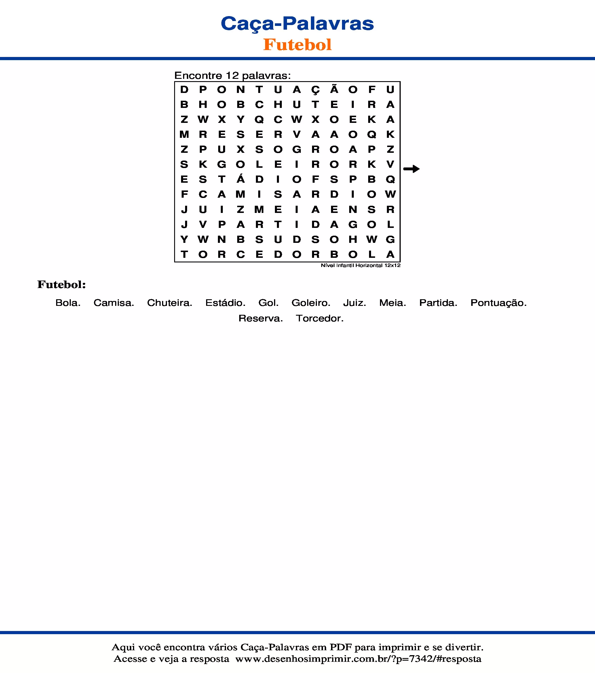 Caça Palavras de Futebol para imprimir - Desenhos Imprimir