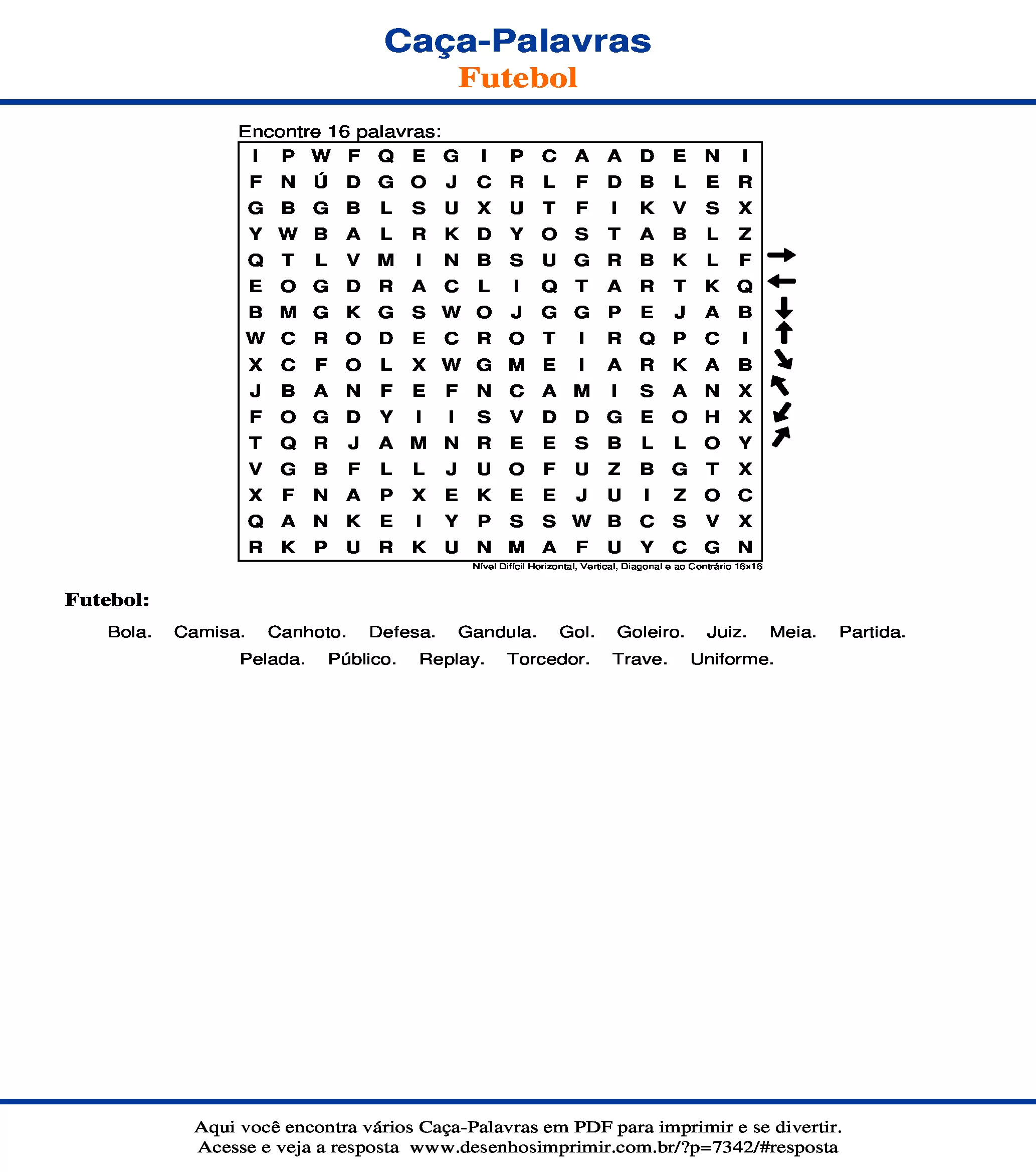 Caça Palavras de Futebol para imprimir - Desenhos Imprimir