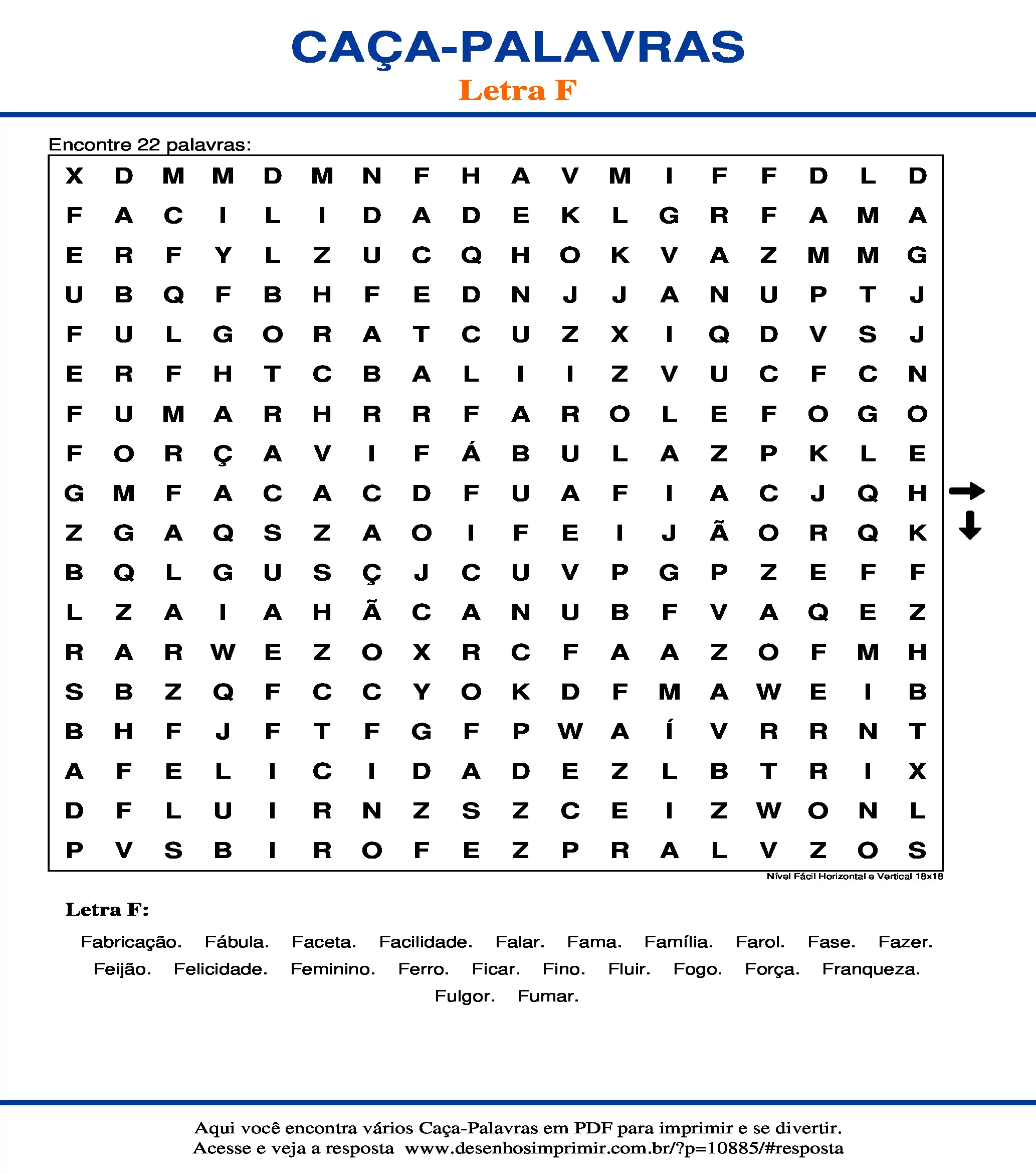 Caça Palavras da Letra F para imprimir - Desenhos Imprimir Caça Palavras da Letra F para imprimir - Desenhos Imprimir