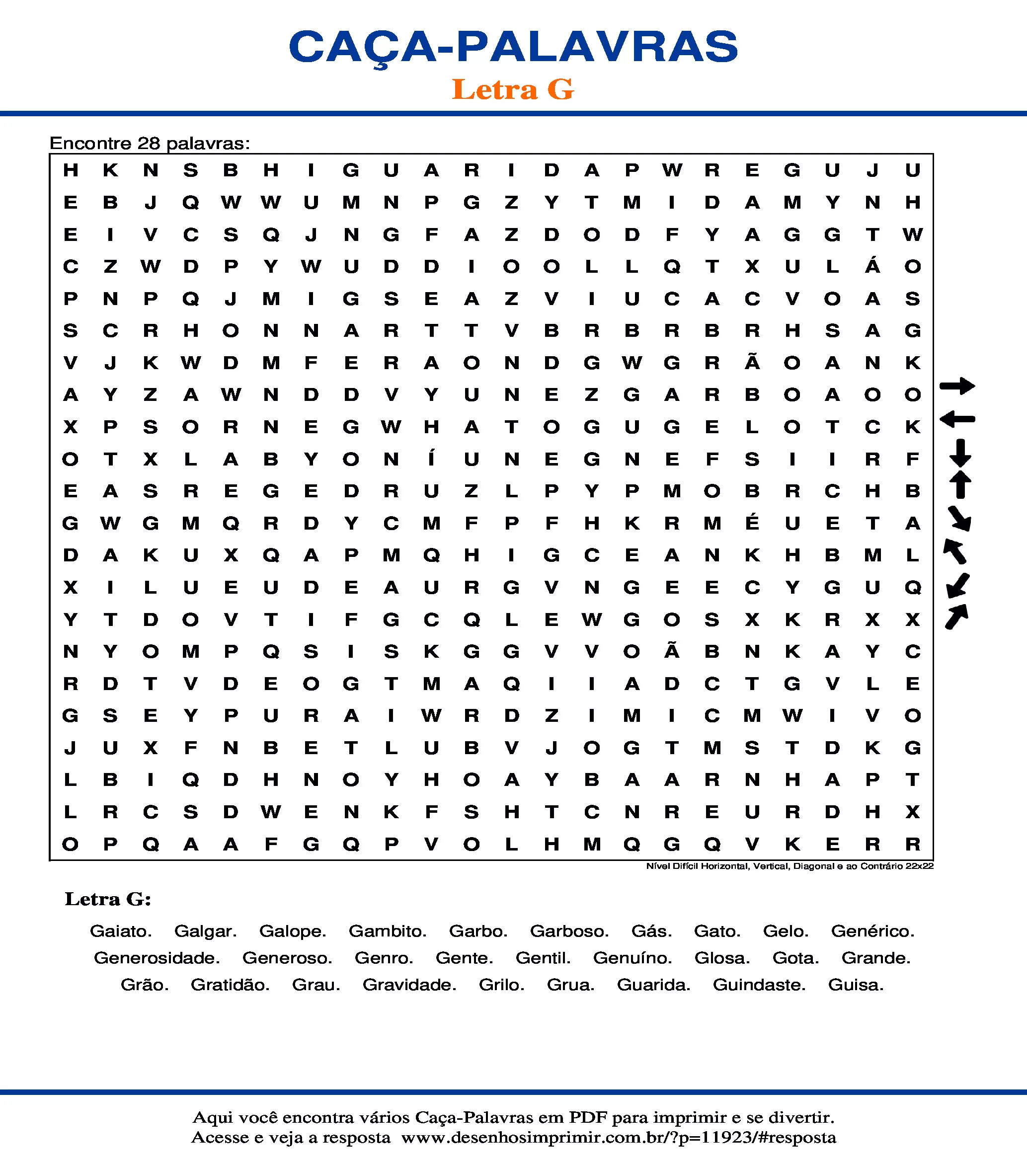 Caça Palavras da Letra G para imprimir - Desenhos Imprimir Caça Palavras da Letra G para imprimir - Desenhos Imprimir
